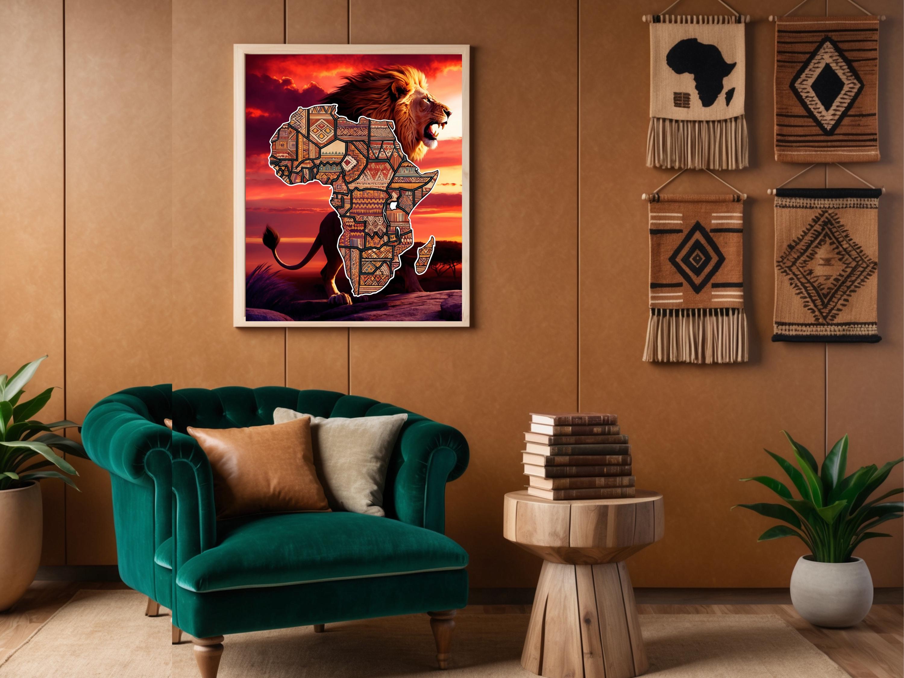 Africa Map | Africa Tribal Map | Africa Canvas | Africa Safari Wall Art ...