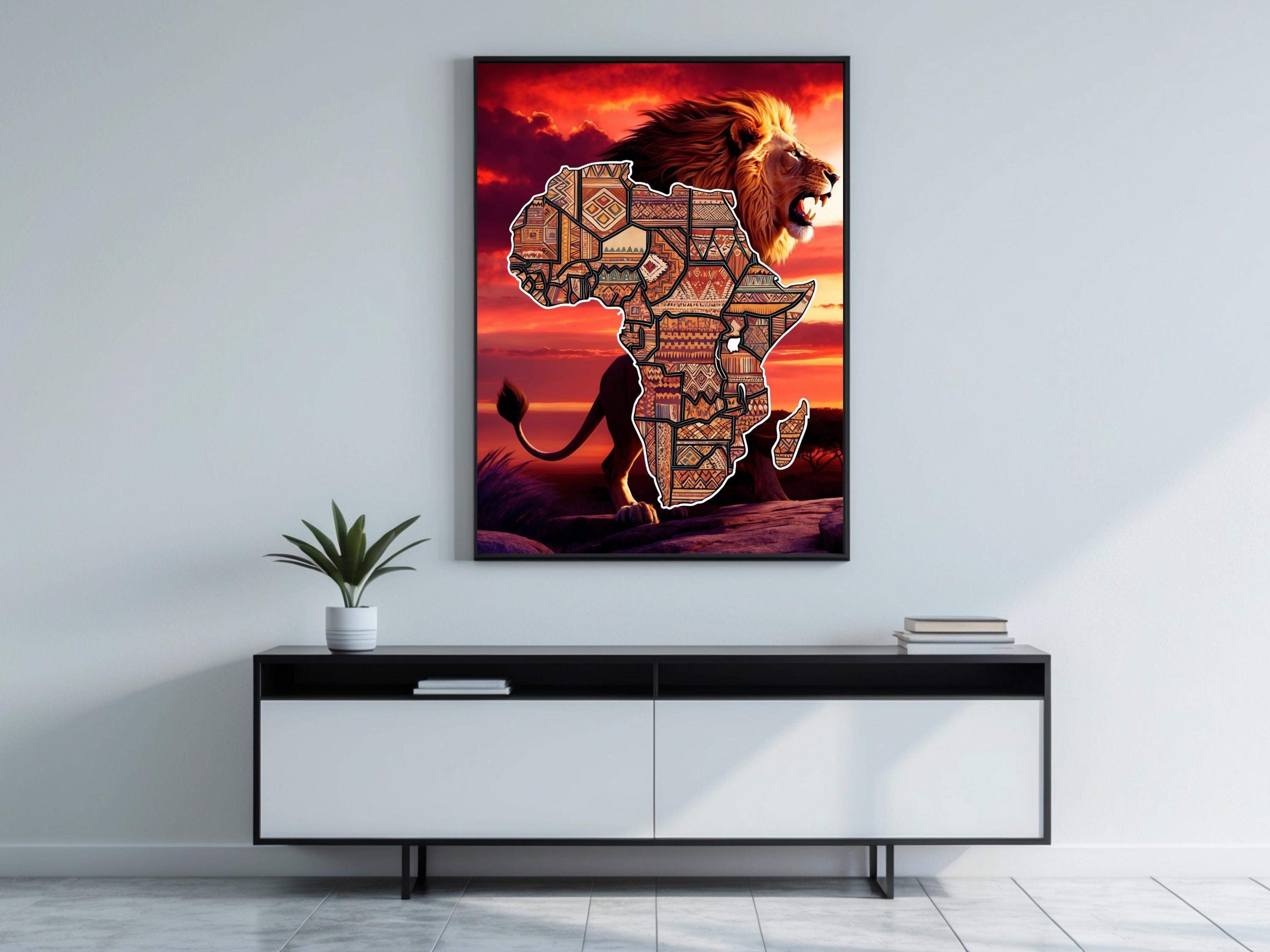 Africa Map | Africa Tribal Map | Africa Canvas | Africa Safari Wall Art ...