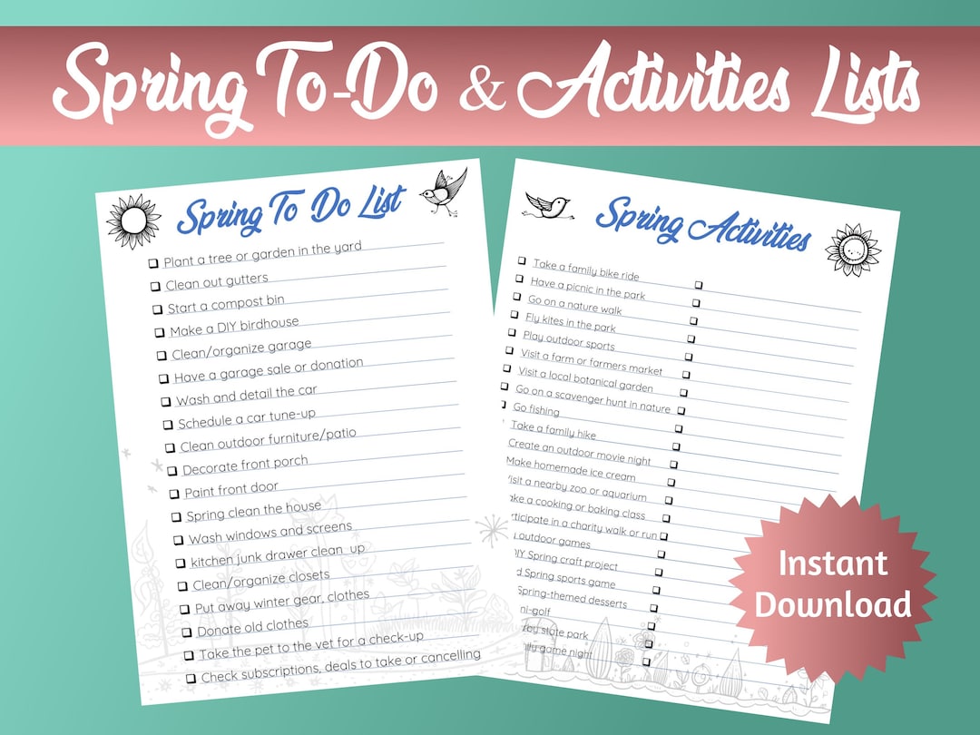 Instant Download: Spring 2023 to Do Lists & Activities Lists ...