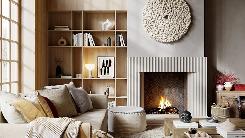 Reeded Cast Stone Fireplace Mantel Surround - Etsy