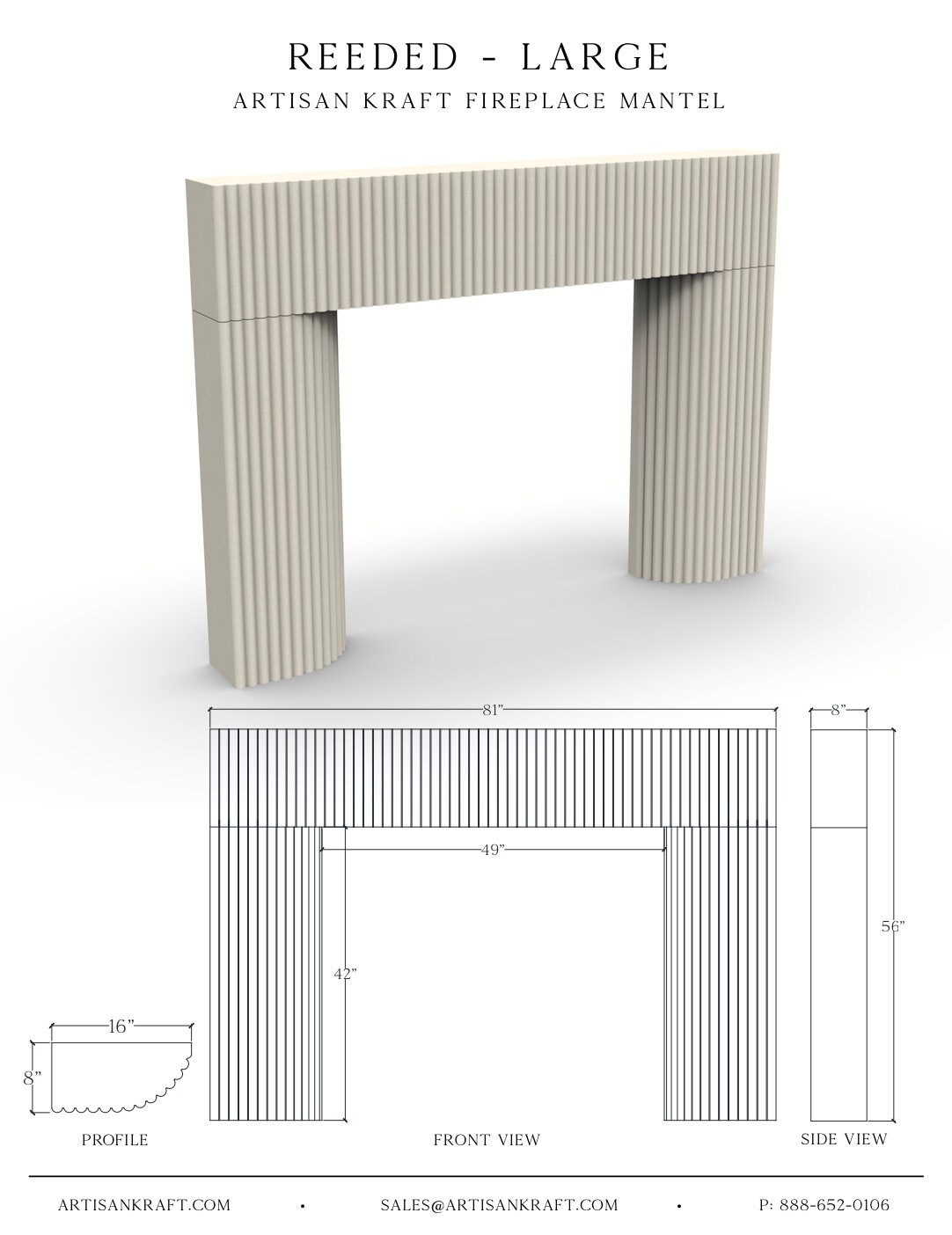 Reeded Cast Stone Fireplace Mantel Surround - Etsy