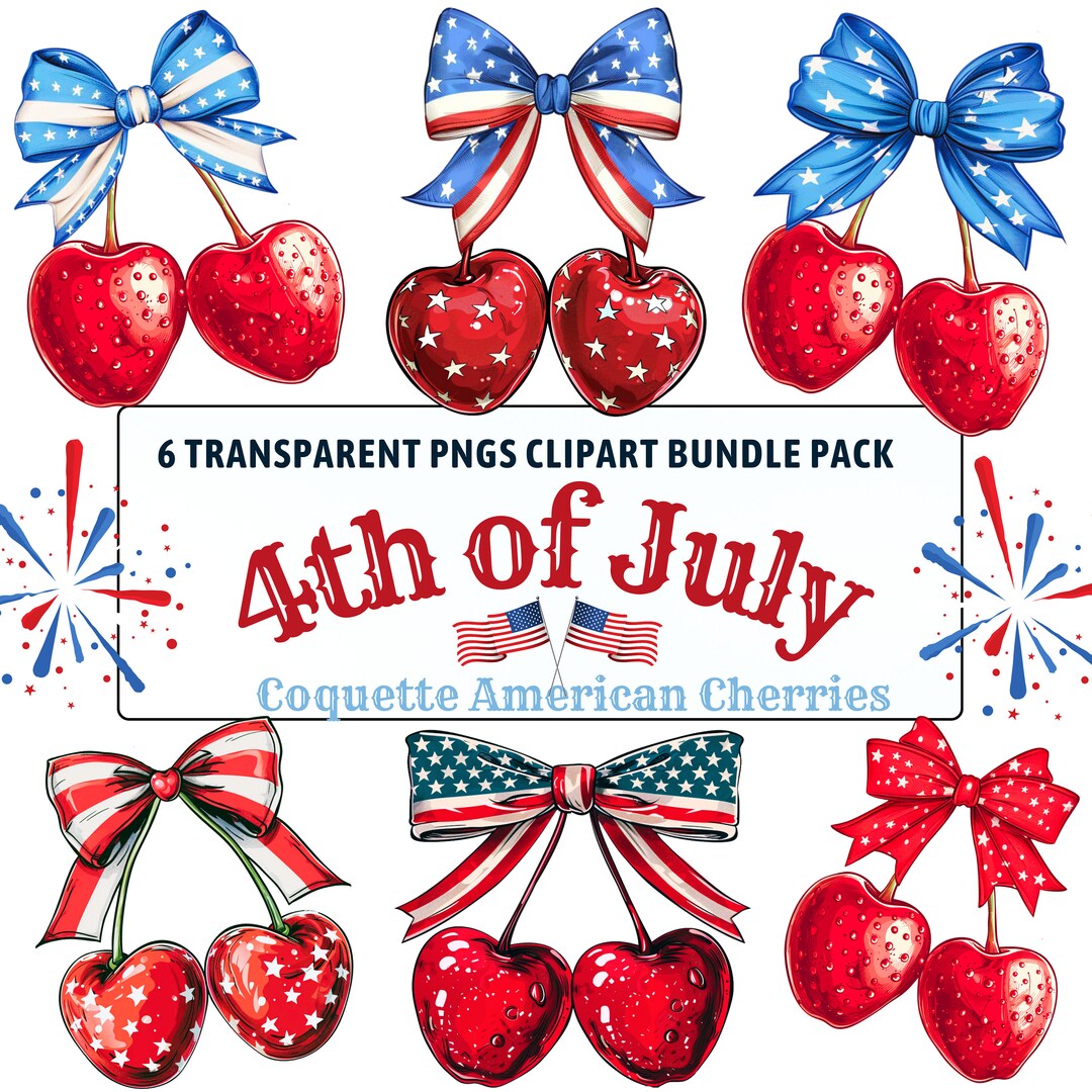 Cherry Coquette Bow Png, 4th of July Png, Downloaded Png, Coquette ...