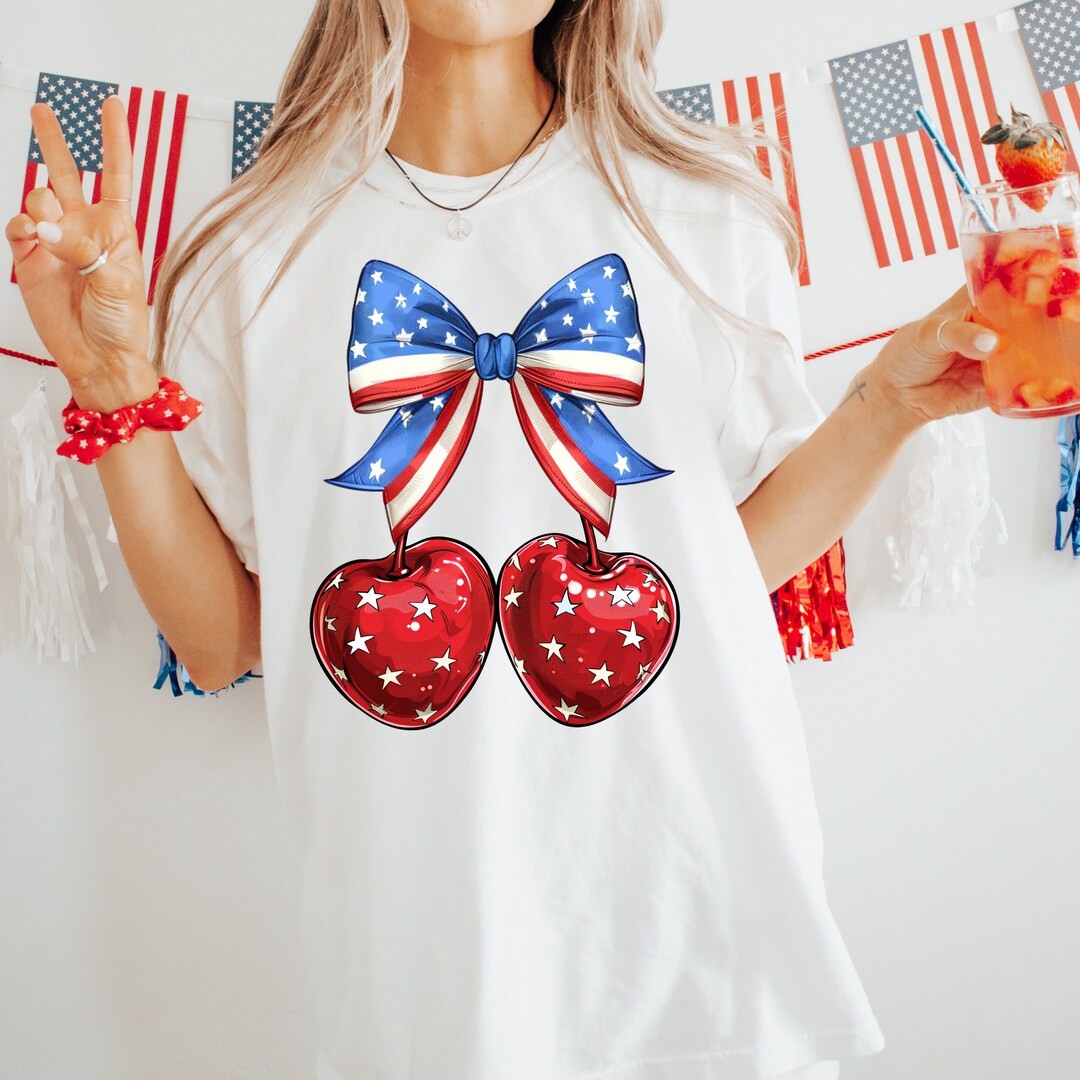 Cherry Coquette Bow Png, 4th of July Png, Downloaded Png, Coquette ...