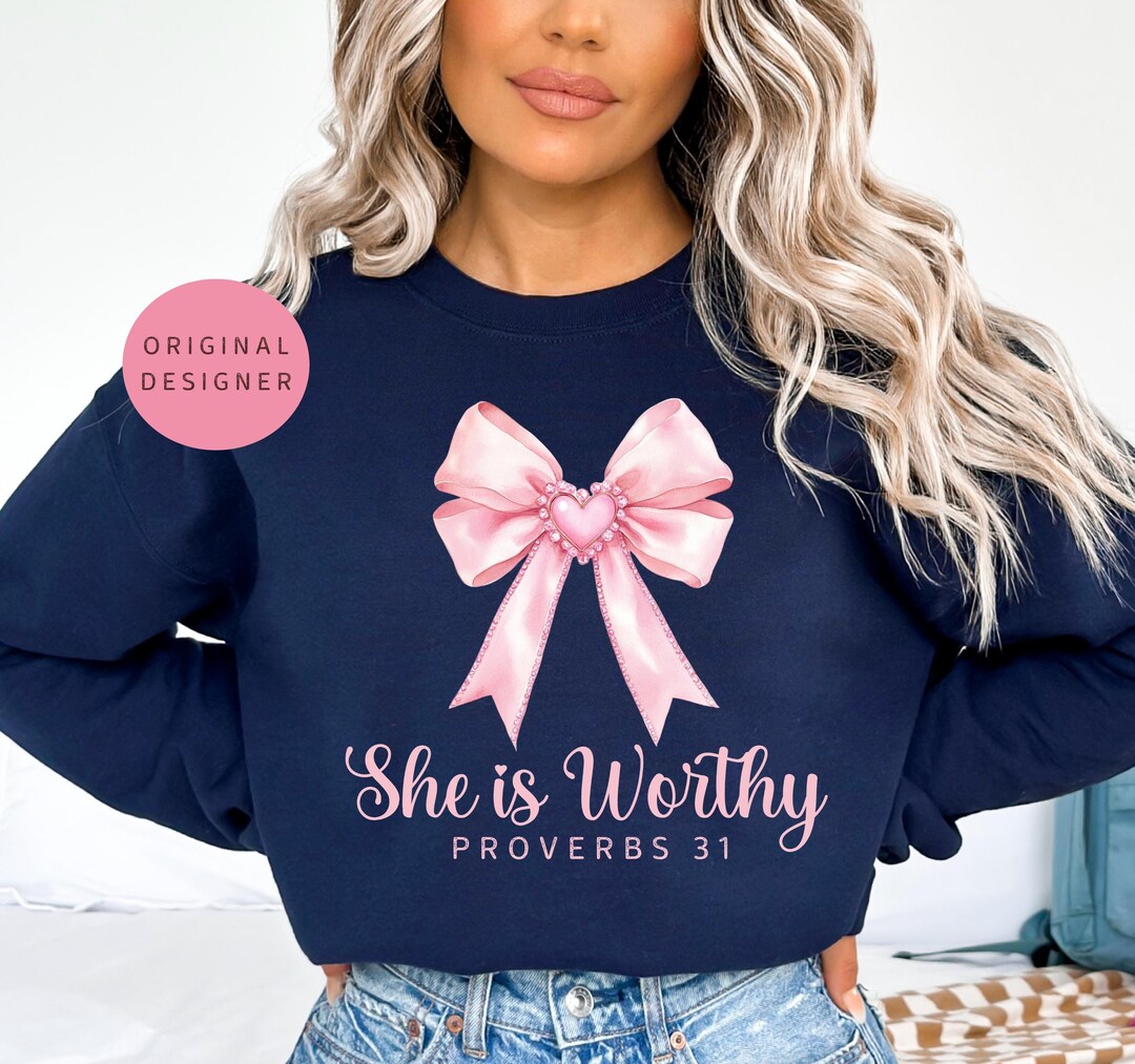 She is Worthy Proverbs 31 Png Pink Bow Valentine Png Cute Girly ...