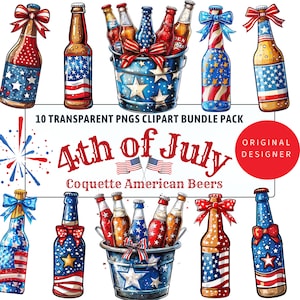 Fourth of July Png, Beer Bundle, Patriotic Png, Coquette Bow Png ...