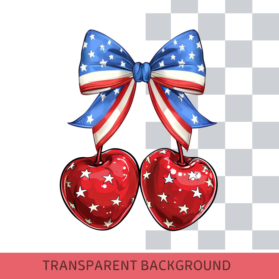 Cherry Coquette Bow Png, 4th of July Png, Downloaded Png, Coquette ...