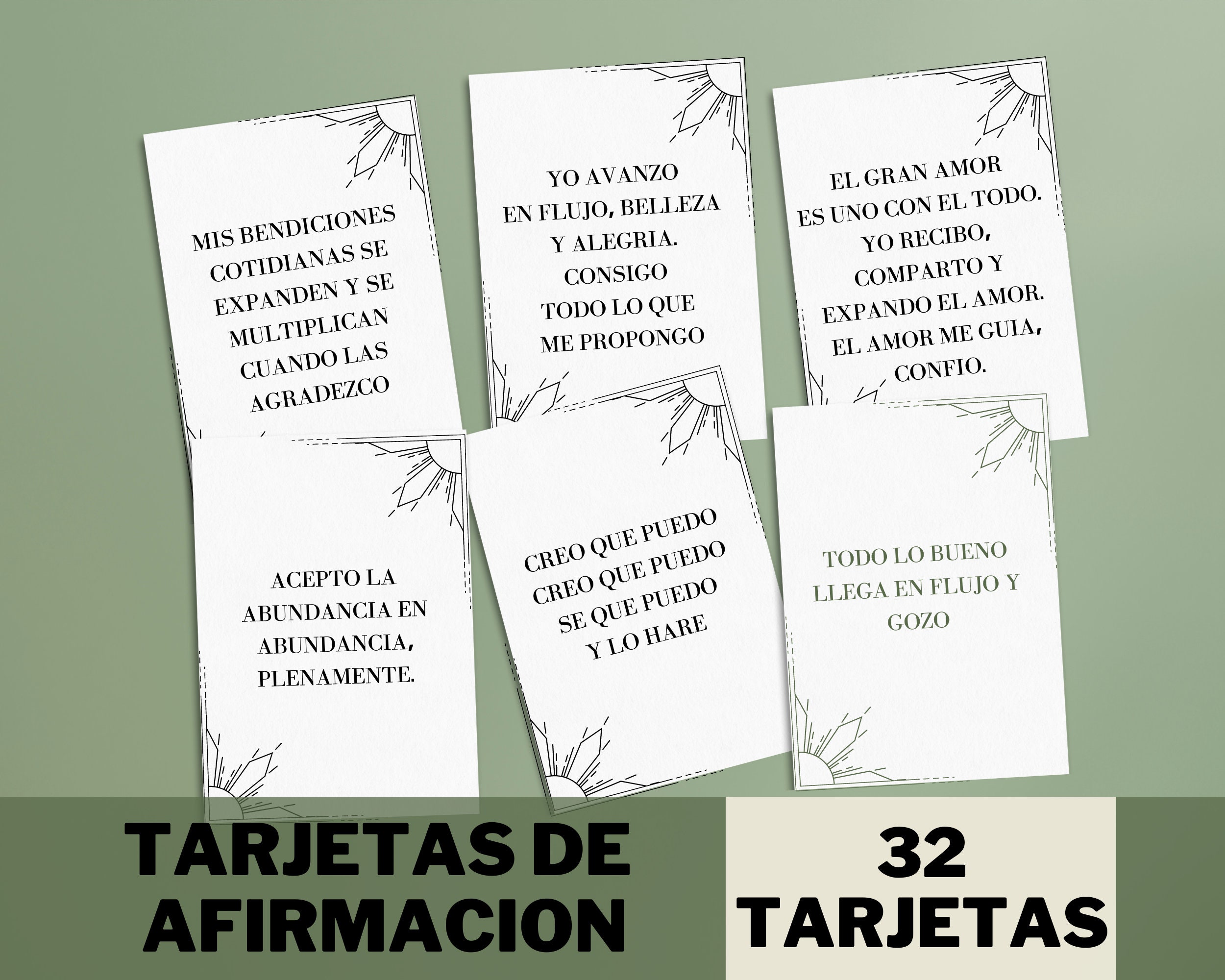 32 Printable Affirmation Cards in Spanish | 32 Imprimible Tarjetas De ...