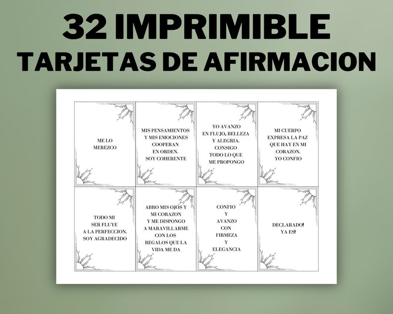 32 Printable Affirmation Cards in Spanish | 32 Imprimible Tarjetas De ...