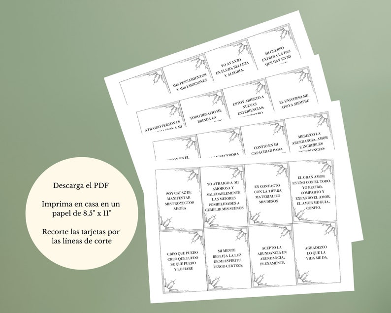 32 Printable Affirmation Cards in Spanish | 32 Imprimible Tarjetas De ...