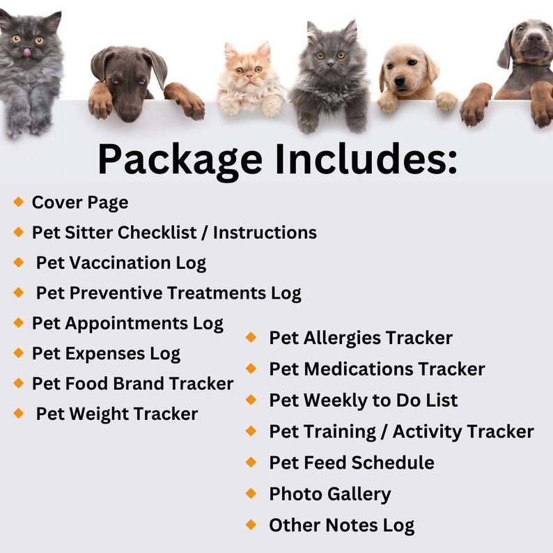 Cats Kittens Care Digital Planner Printable Pet Care Plan Package Cat ...
