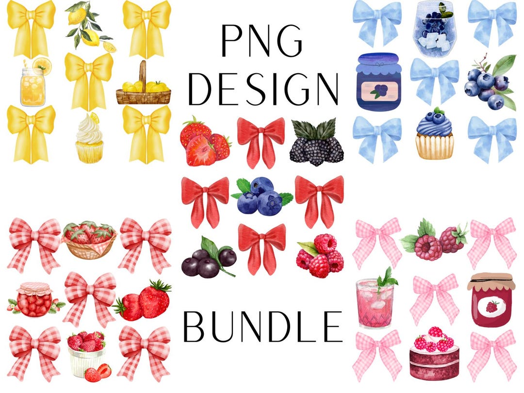 Berry Coquette PNG Design Bundle: Strawberry, Raspberry, Blueberry ...