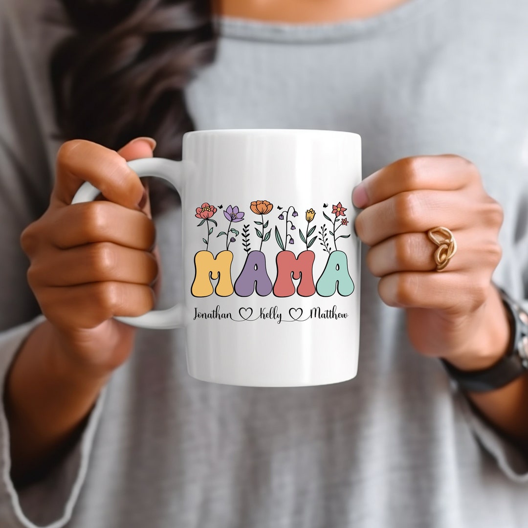 Personalized and Giftable Flower Mug for Mom, Customized Mug for Mama ...