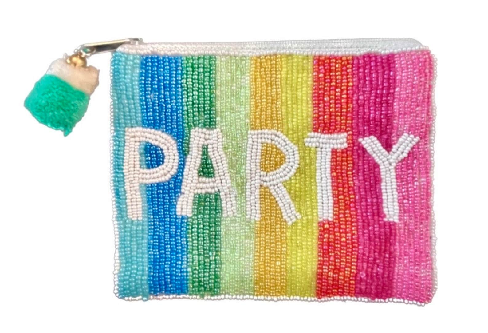 Party Seed Bead Pouch, Beaded Pouch, Party Beaded Coin Purse, Christmas ...