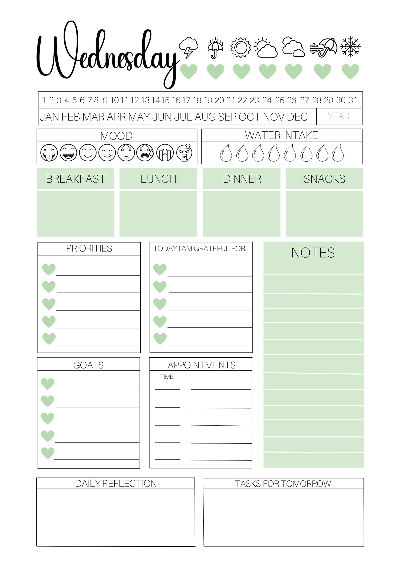 Daily Planner Printable | Meal Tracker | Gratitude | Simple Modern ...
