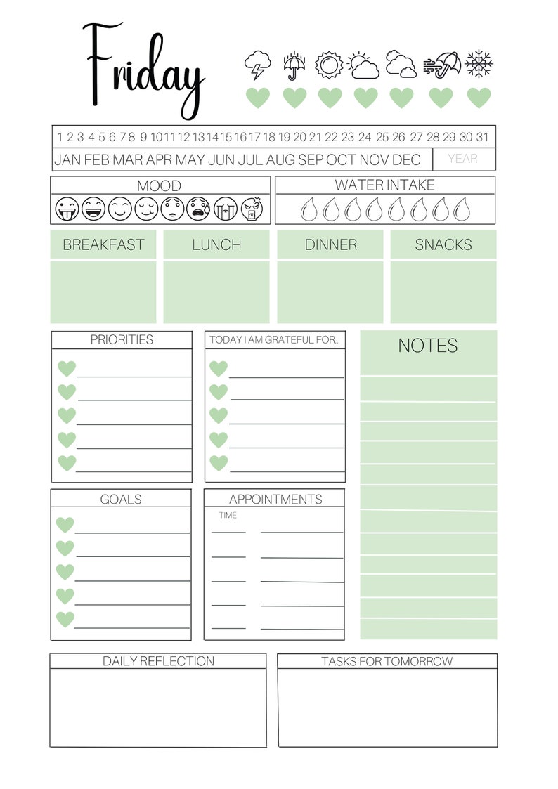 Daily Planner Printable | Meal Tracker | Gratitude | Simple Modern ...