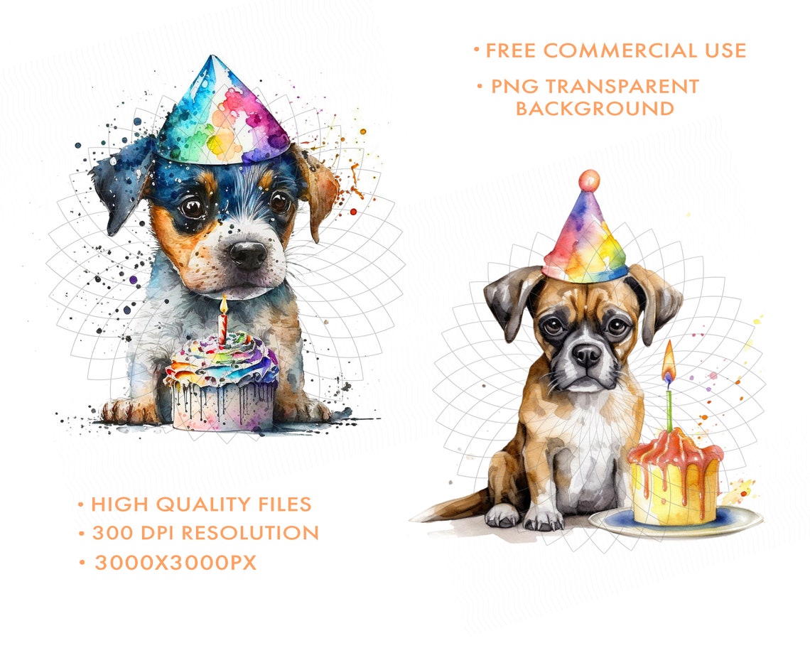 Happy Birthday Clipart Watercolor PNG Animals Balloons Cake Birthday ...