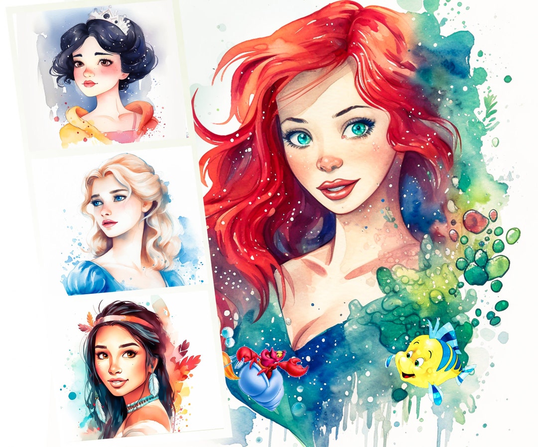 Watercolor Princess Clipart Beautiful Princesses Cute Fantasy Girls ...