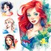 Watercolor Princess Clipart Beautiful Princesses Cute Fantasy Girls ...
