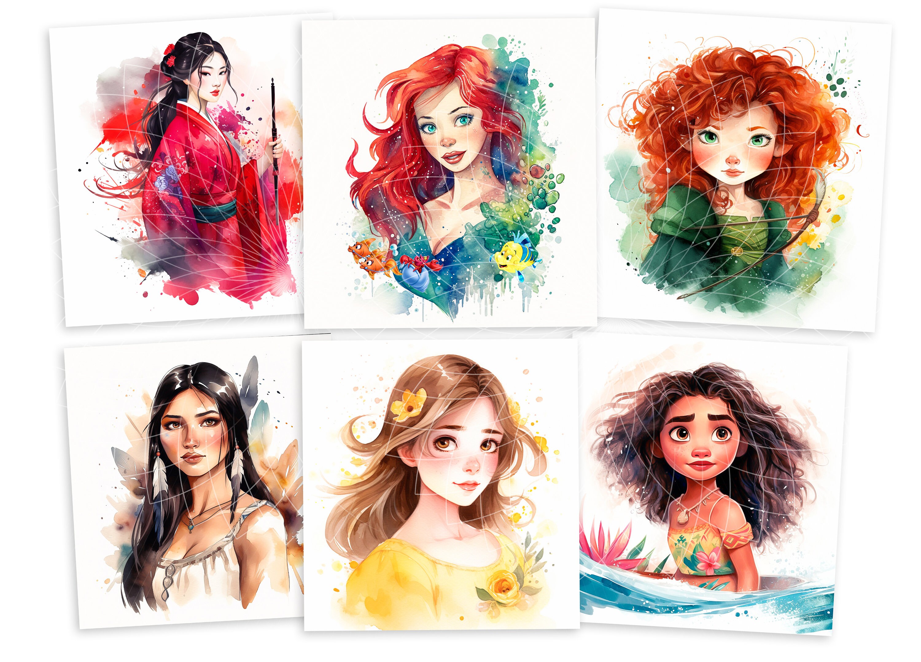 Watercolor Princess Clipart Beautiful Princesses Cute Fantasy Girls ...