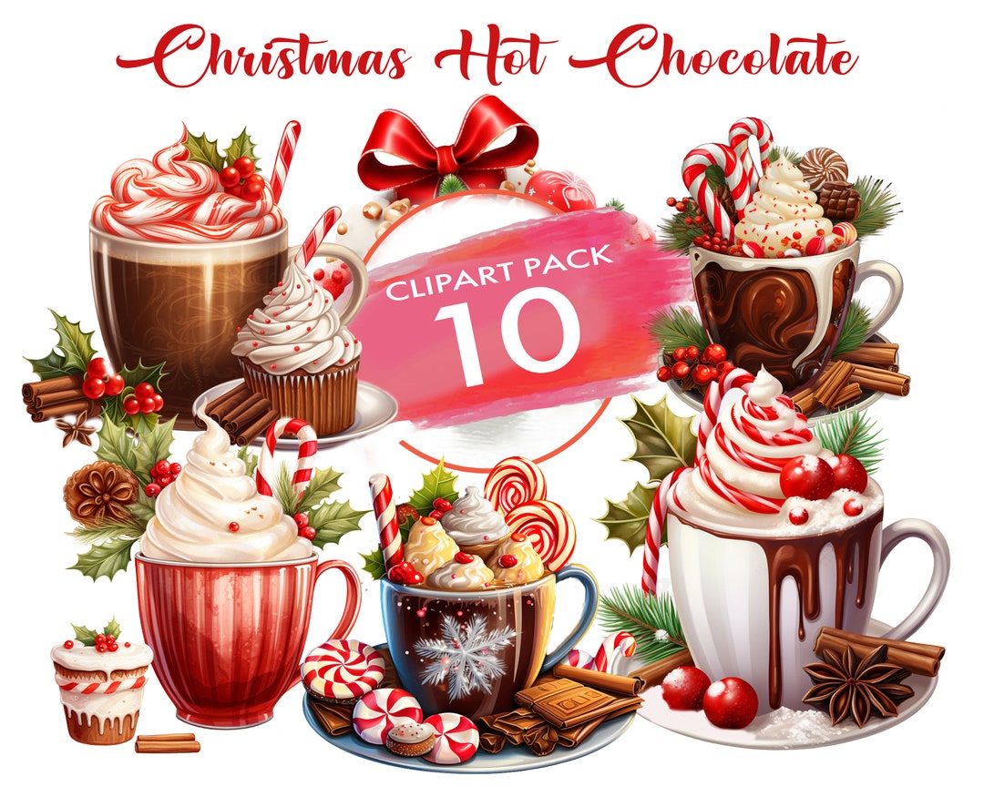 Christmas Hot Chocolate Clipart Sweets Clipart Set Watercolor Christmas ...
