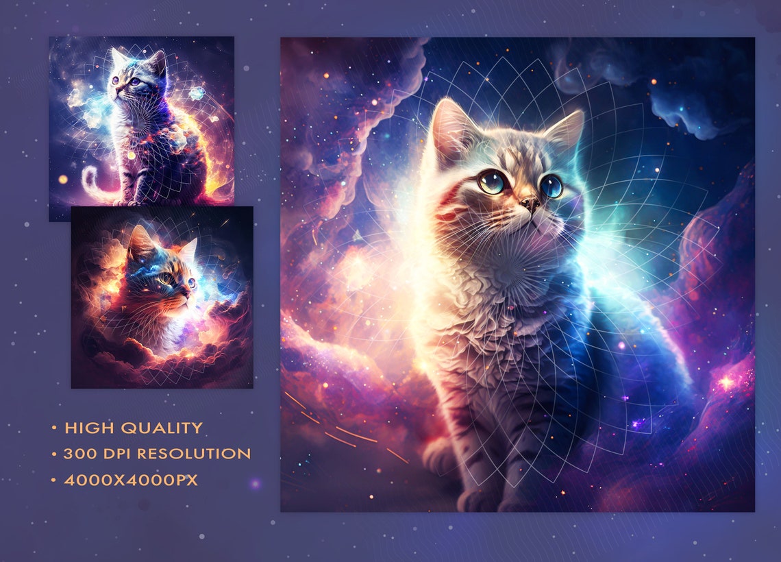 Space Cats Animals in Space Galaxy Cosmic Cute Cat Digital Art Fantasy ...