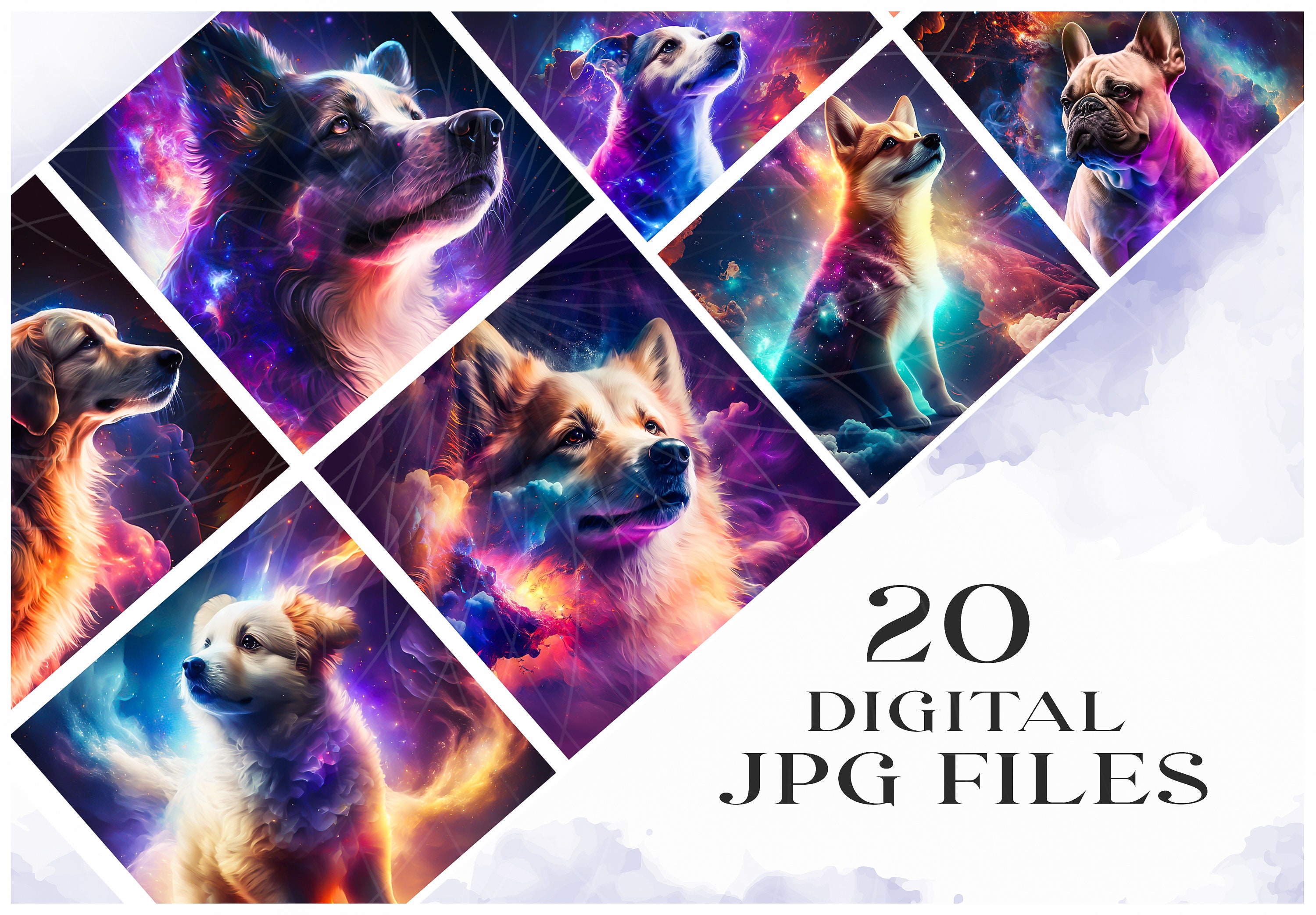 Space Dogs Animals in Space Galaxy Cosmic Cute Dog Digital Art Fantasy ...