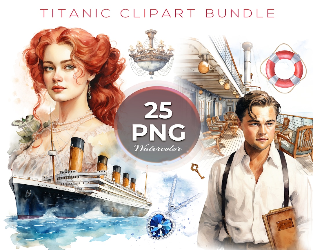 Titanic Inspired Clipart Watercolor Ship Vintage Victorian Lady Heart ...