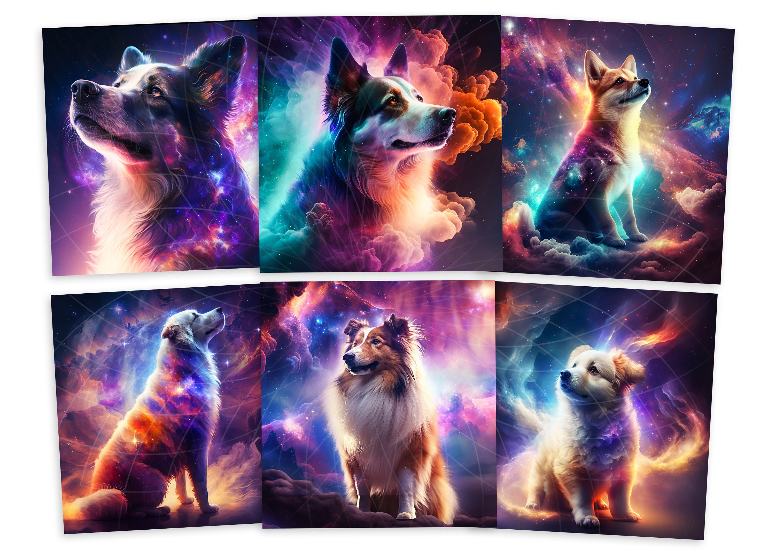 Space Dogs Animals in Space Galaxy Cosmic Cute Dog Digital Art Fantasy ...