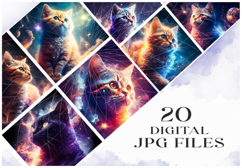 Space Cats Animals in Space Galaxy Cosmic Cute Cat Digital Art Fantasy ...