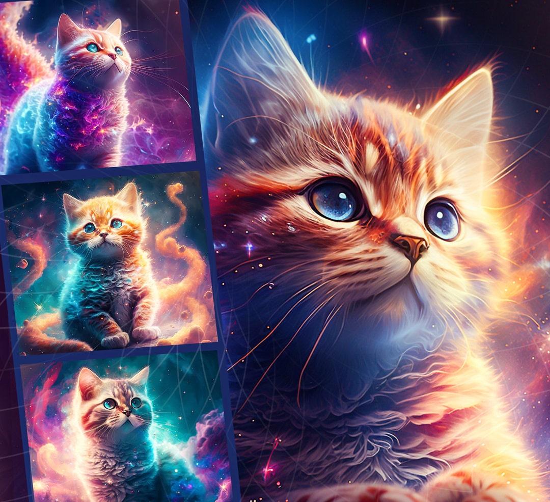 Space Cats Animals in Space Galaxy Cosmic Cute Cat Digital Art Fantasy ...