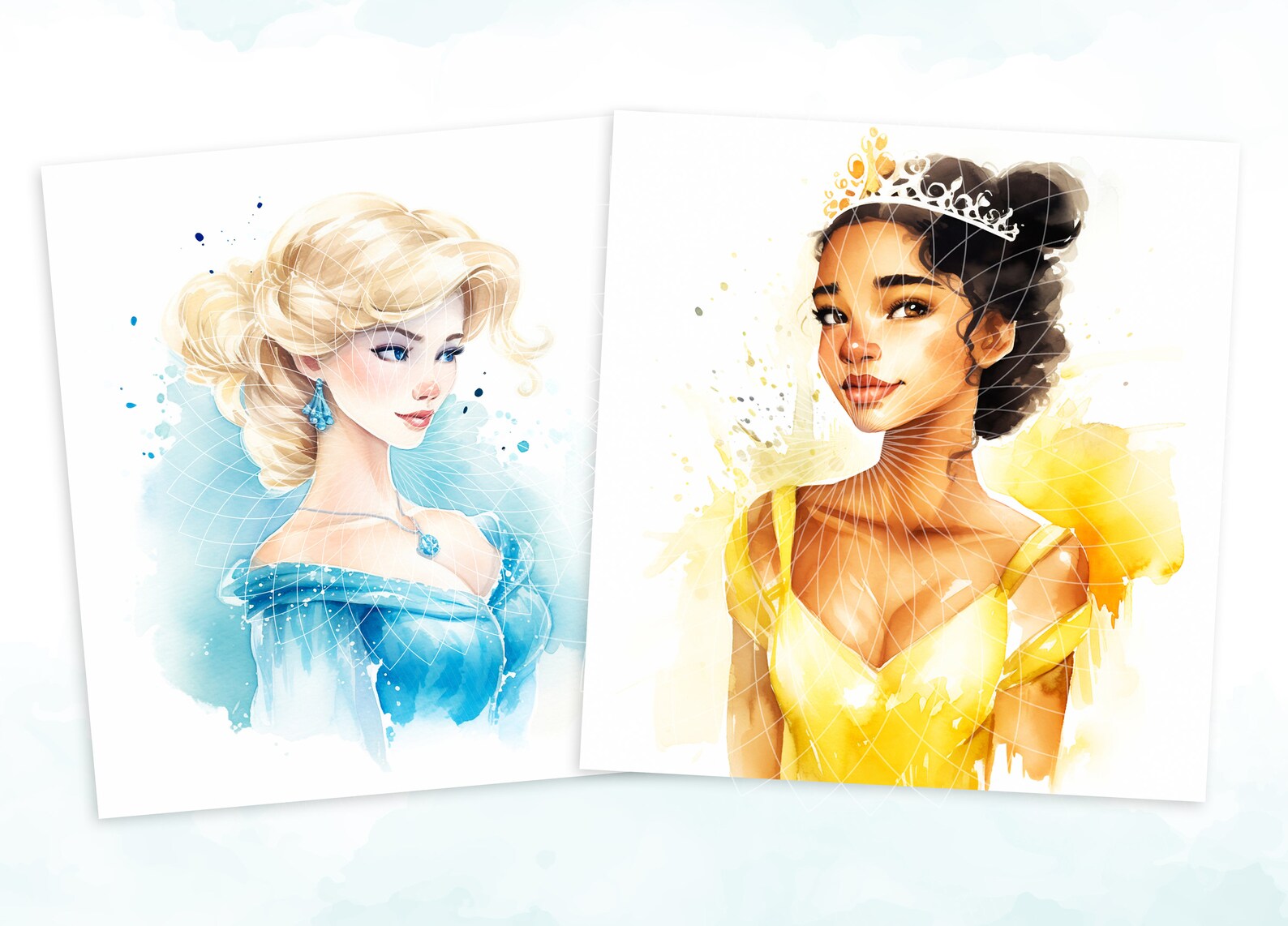 Watercolor Princess Clipart Beautiful Princesses Cute Fantasy Girls ...