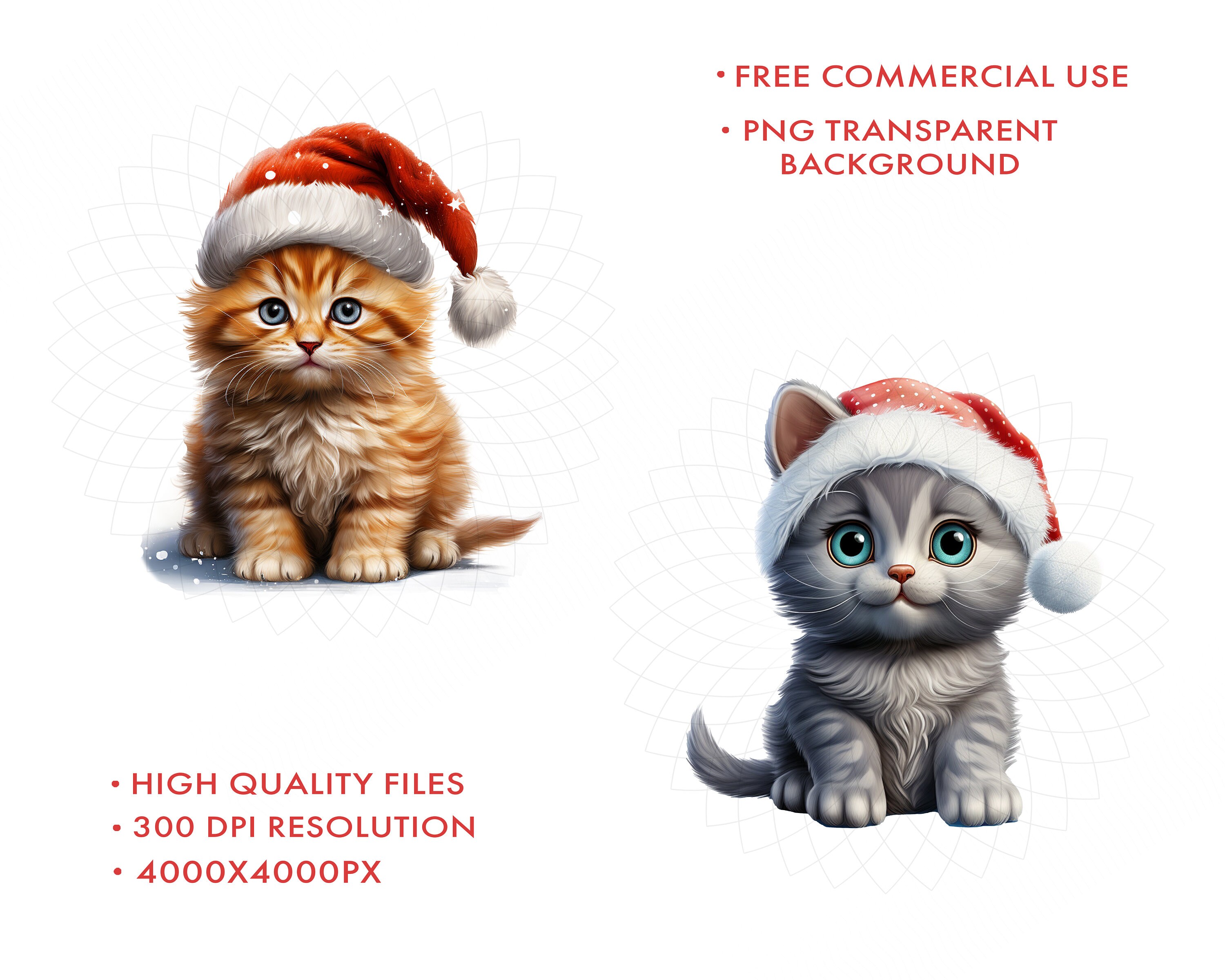 Christmas Cats Clipart Cats PNG Set Watercolor Festive Cozy Cat ...