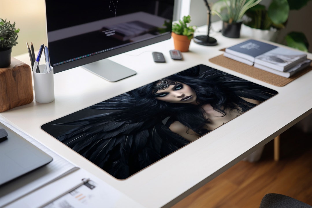 Dark Fairy Fantasy Gothic Gamer Desk Setup, Gaming Mousepad XL Desk Mat ...
