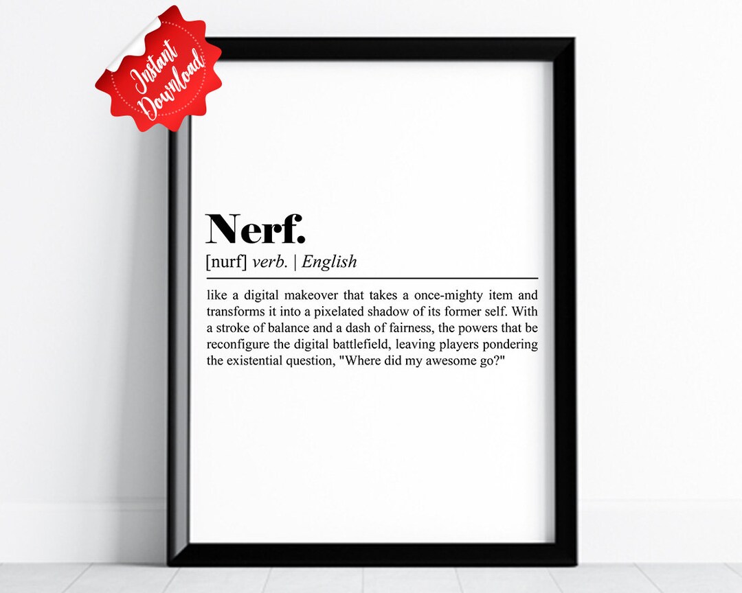Nerf Funny Gaming Definition Print Digital Art Print for Posters, Wall ...