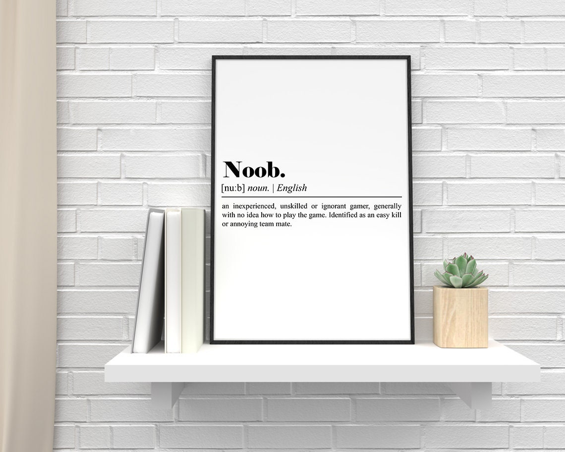 Noob Funny Gaming Definition Print Digital Art Print for Posters, Wall ...
