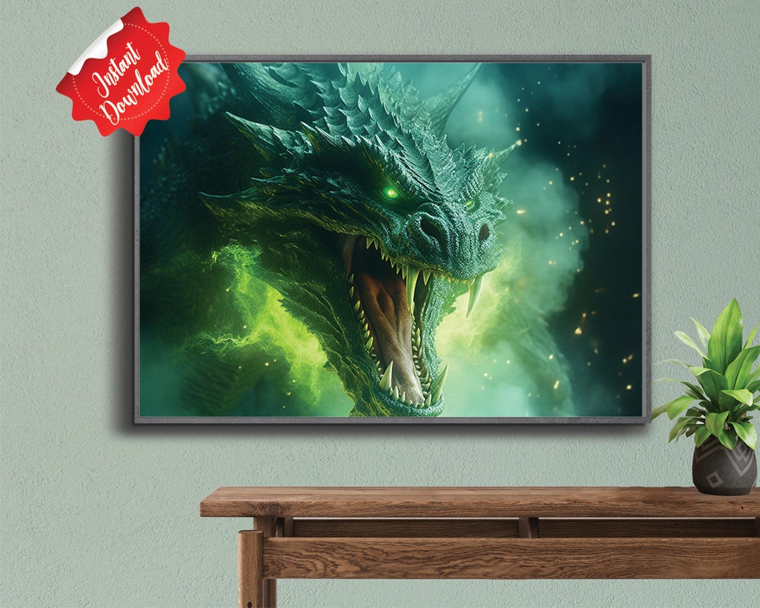 Toxic Dragon Fantasy Art Digital Art Print for Posters, Wall Art ...