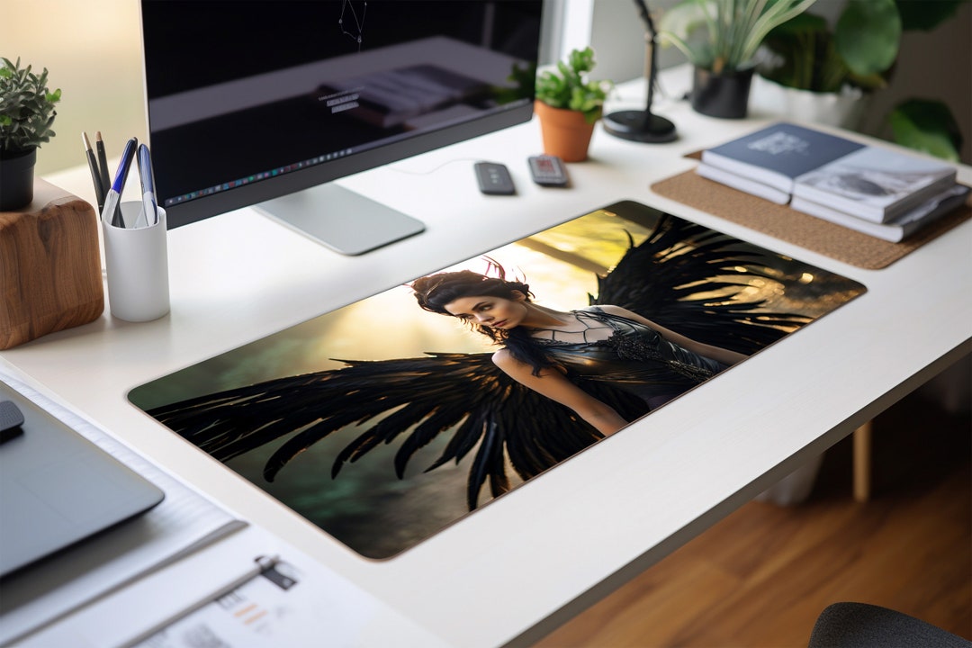 Dark Fairy Fantasy Gothic Gamer Desk Setup, Gaming Mousepad XL Desk Mat ...