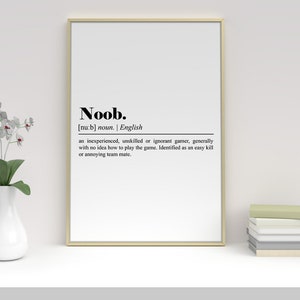 Noob Funny Gaming Definition Print Digital Art Print for - Etsy