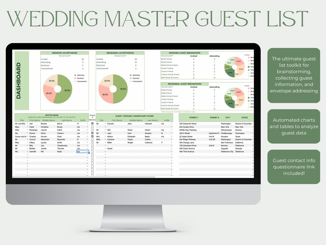 Wedding Guest List Manager - Etsy