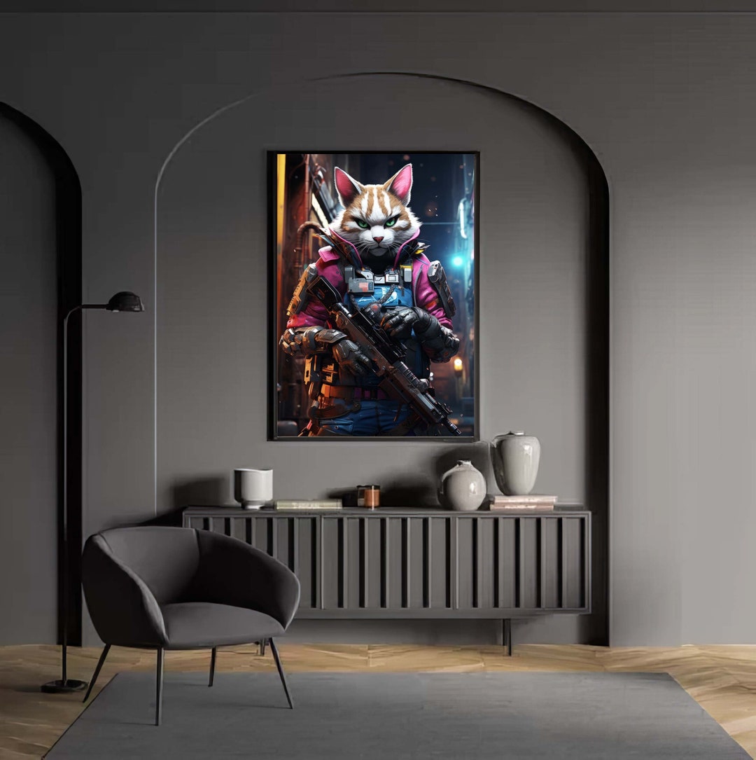Rangecore Feline - Furry Art - Cat Art - Furry With Gun Cyberpunk ...