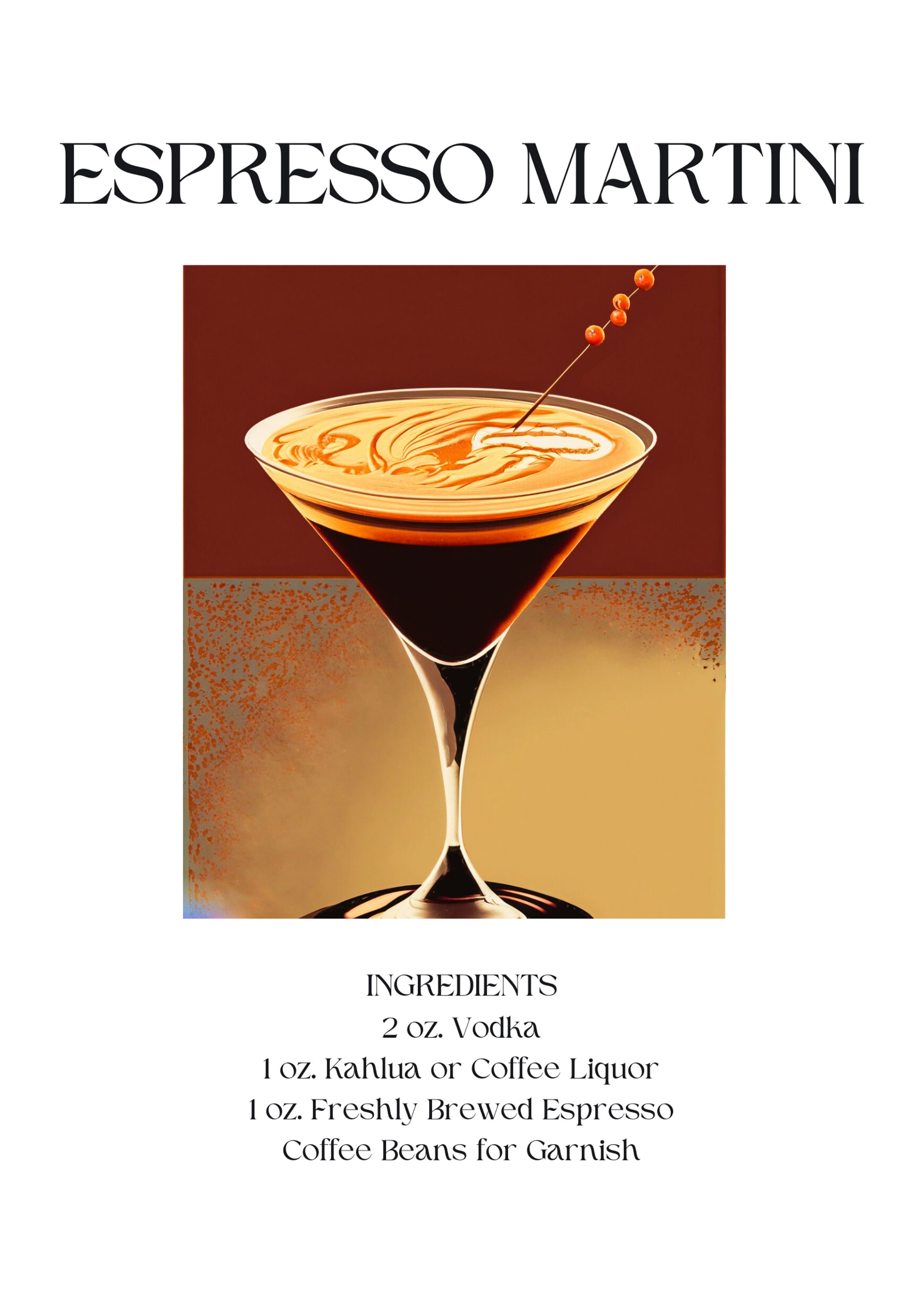 Espresso Martini Cocktail Poster - Etsy