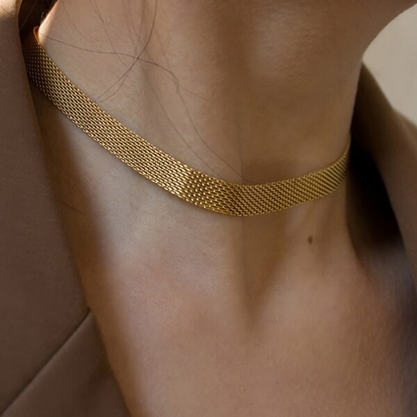 Gold Mesh Necklace - Etsy