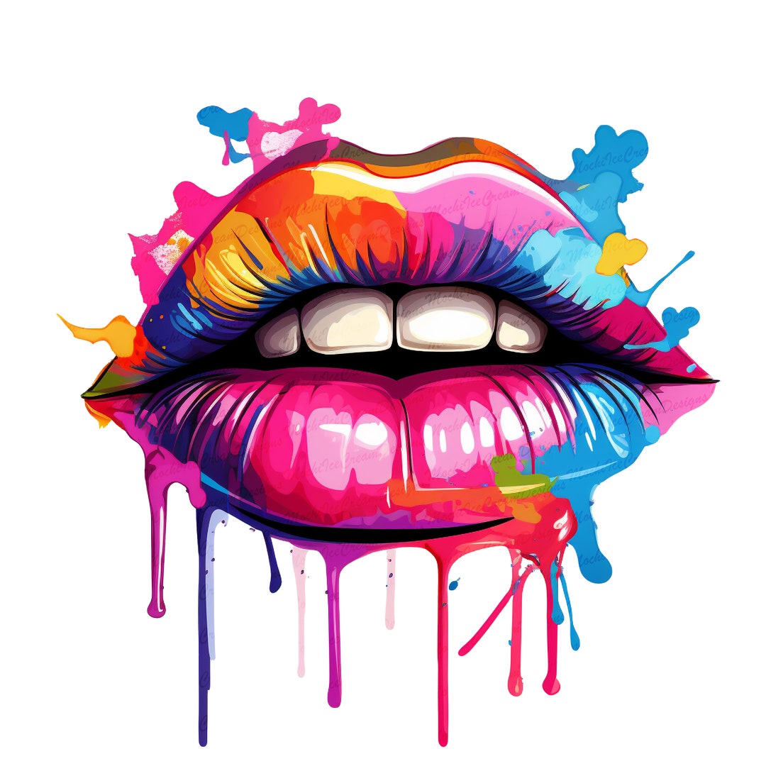 Colorful Lip Png, Dripping Lips, Fantasy Images Png, Watercolor Lips ...