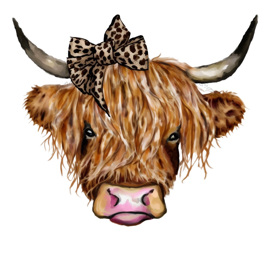 Leopard Bandana Highland Cow Png / Highland Cow Png/ Leopard Print ...