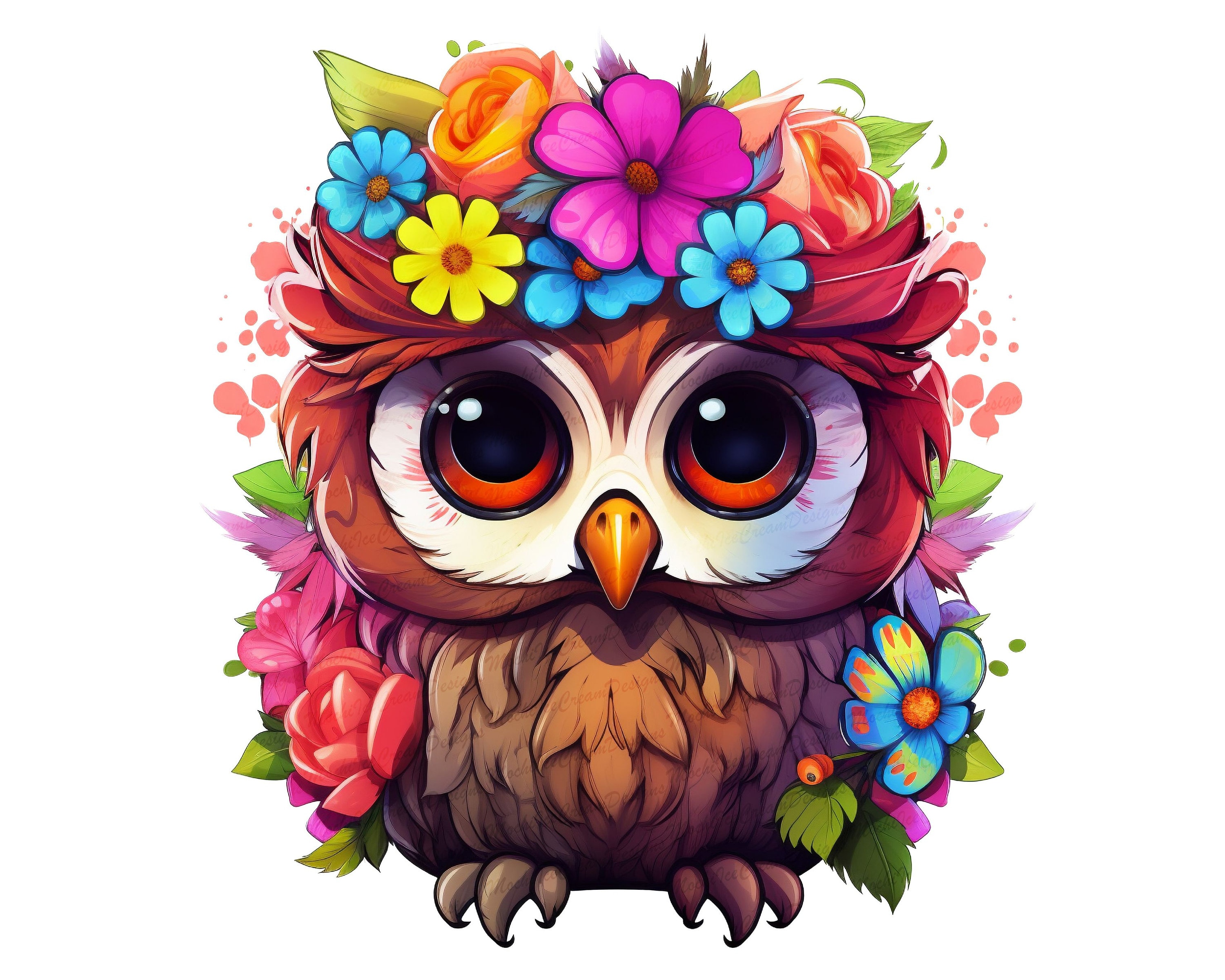 Cute Owl Clipart, Colorful Owl PNG, Big Eyed Owl Graphic, Owl ...