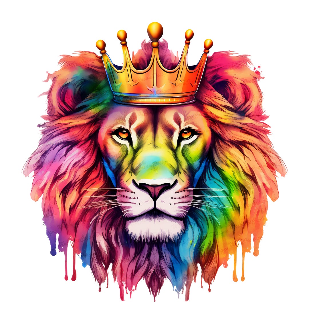 Lion PNG, Colorful Lion Sublimation, Lion Portrait PNG, Lion ...