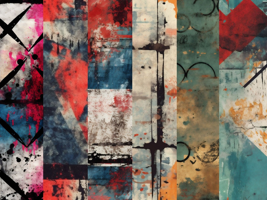 Grunge Textured Digital Paper Pack, Collage Paper, Grunge Digital Paper ...