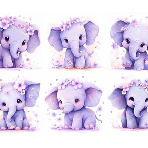 Flower Baby Elephant Sublimation Clipart, Elephant, Baby Elephant ...
