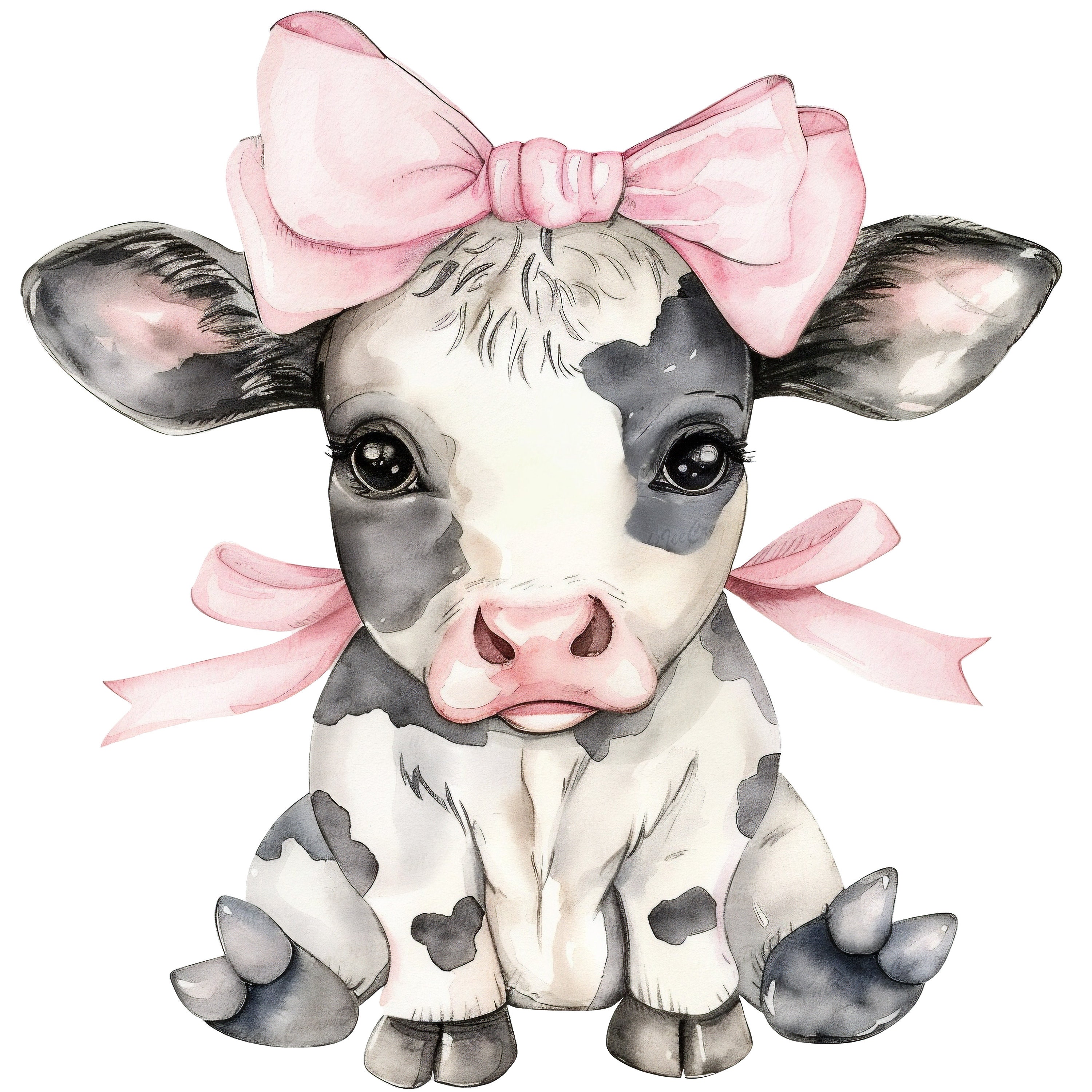 Baby Cow With Pink Bow PNG, Highland Cow PNG, Highland Cow Design, Pink ...