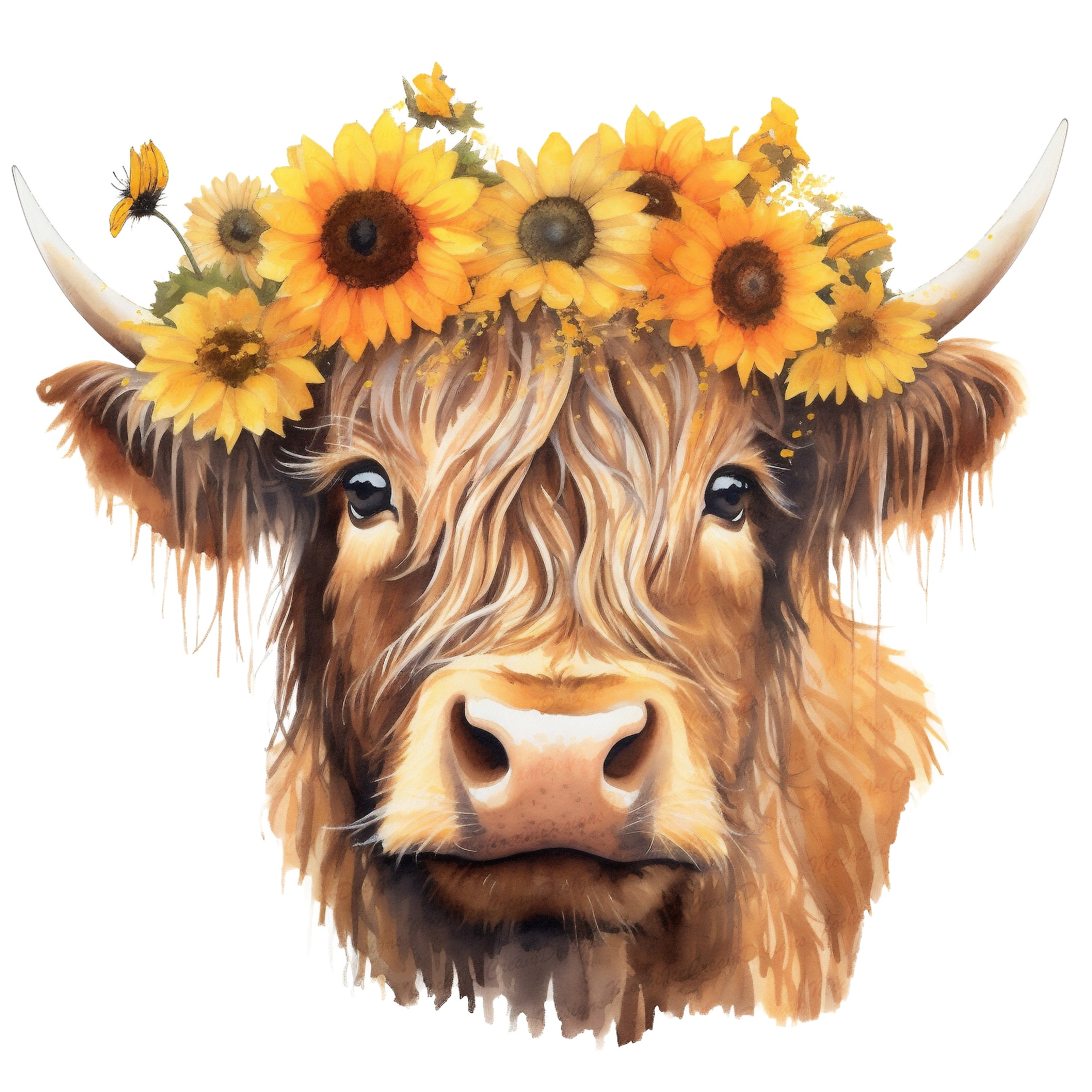 Highland Cow With Sunflowers PNG Digital Download - Etsy
